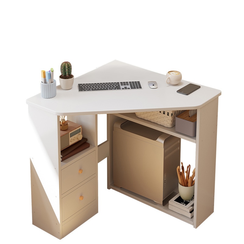 Birou de colt, 5 rafturi, MDF, 80x74x80cm, Alb, Rebiko - eMAG.ro