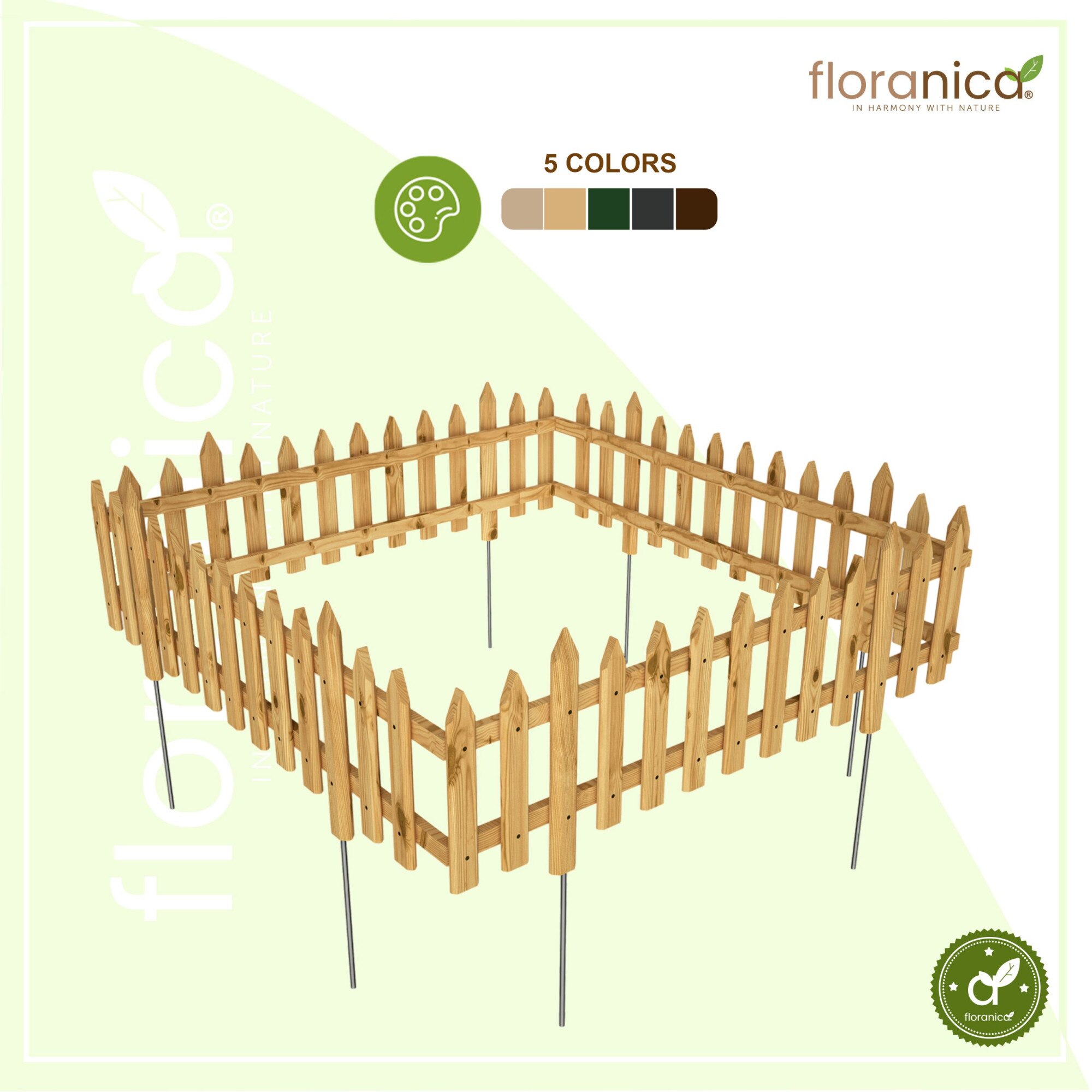 Gard pentru gradina, Floranica - Natural, inaltime: 40 cm, Pin - eMAG.ro