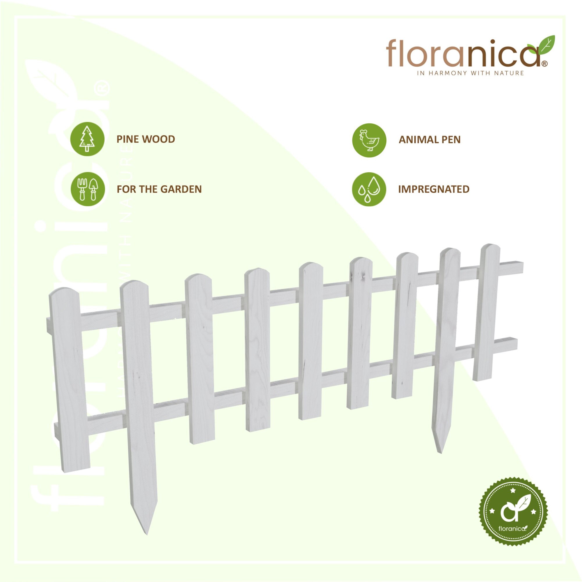 Gard de lemn pentru gradina, Floranica - Alb, 100 x 30 cm - eMAG.ro