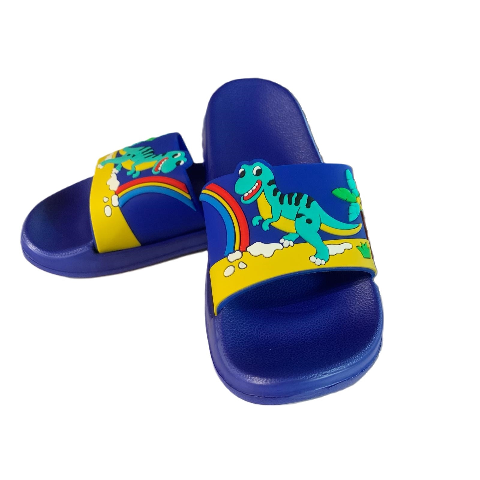 Papuci pentru copii, cu dinozauri, albastru, marimea 24 - eMAG.ro