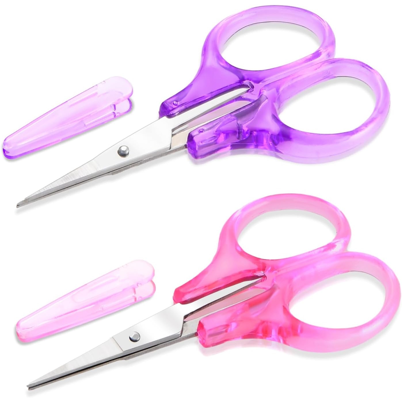 Set 2 foarfece, QHYKKYJ, inox, roz/mov, 8.5x4.5cm - eMAG.ro