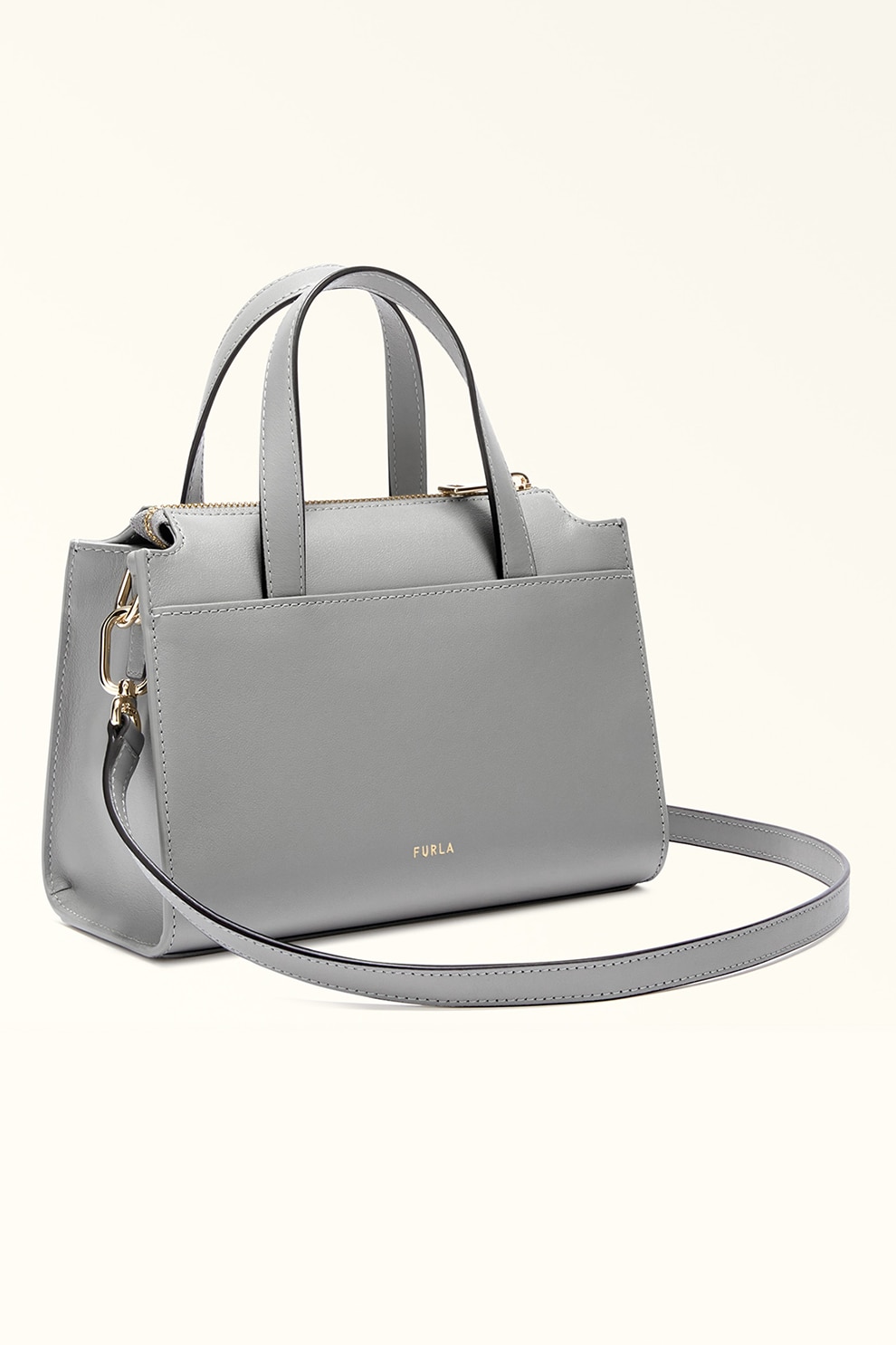 Furla, Geanta crossbody din piele Nuvola, Gri cenusiu - eMAG.ro
