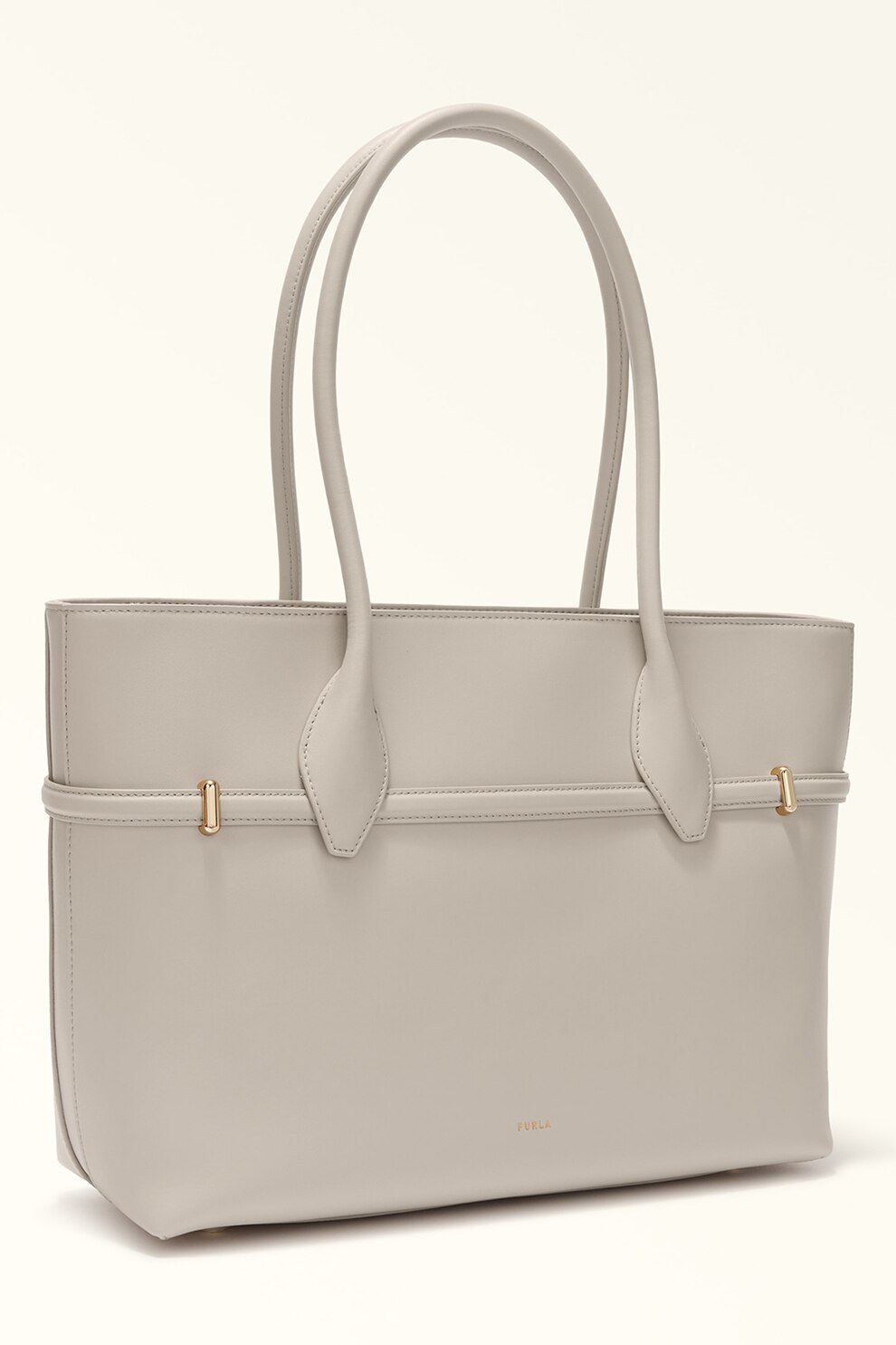 Furla, Geanta tote de piele Goccia, Alb fildes - eMAG.ro