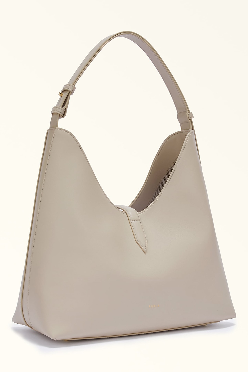 Furla, Geanta hobo de piele Goccia, Gri deschis - eMAG.ro