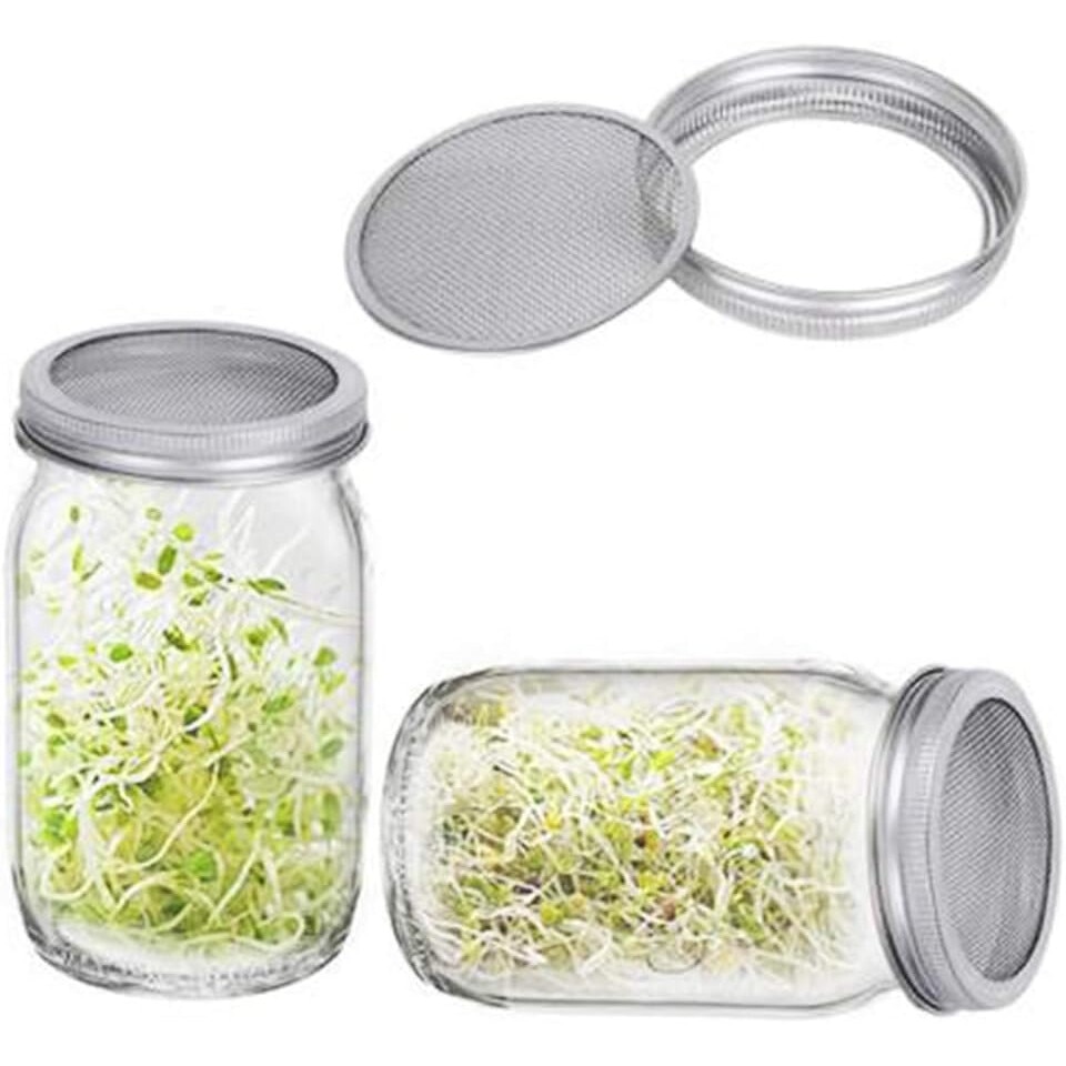 Set 4 capace cu sita pentru germinare, QttvbTna, inox, cu 4 suporturi ...