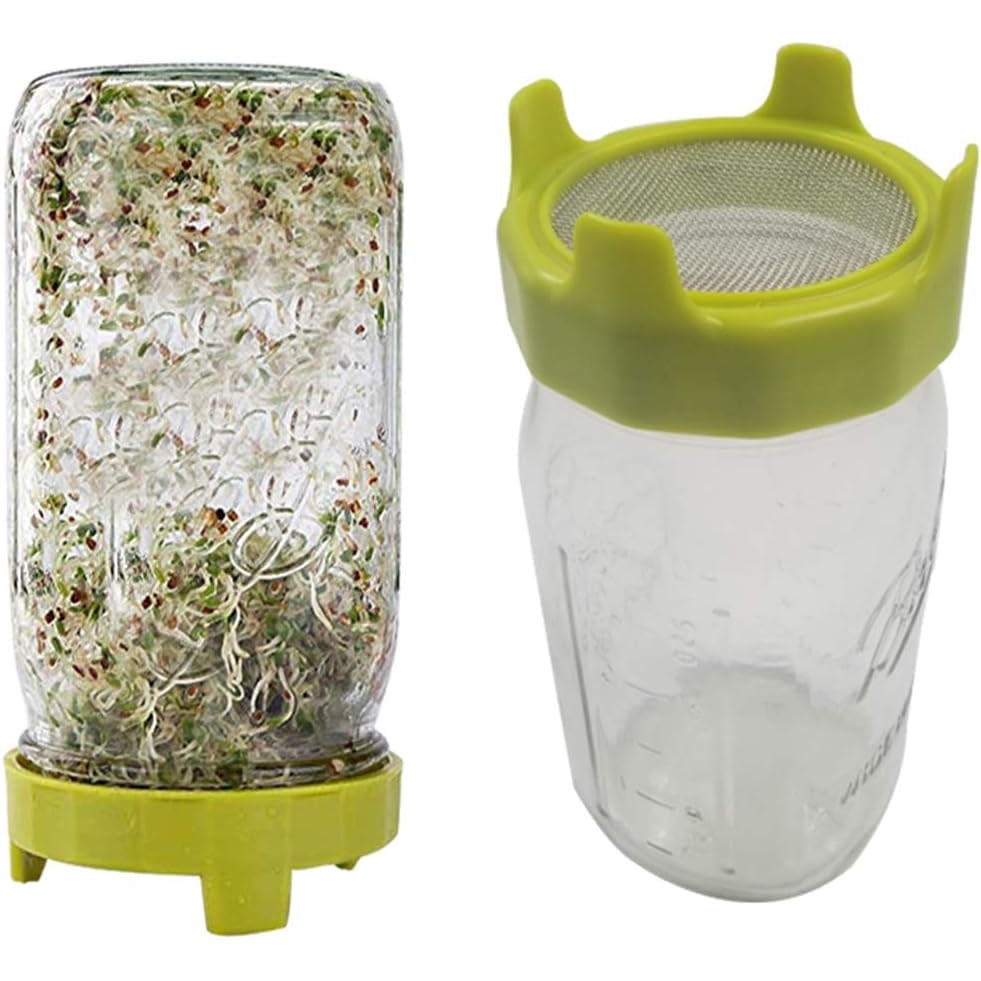 Capac germinare QttvbTna, inox, pentru borcane gura larga, suport ...