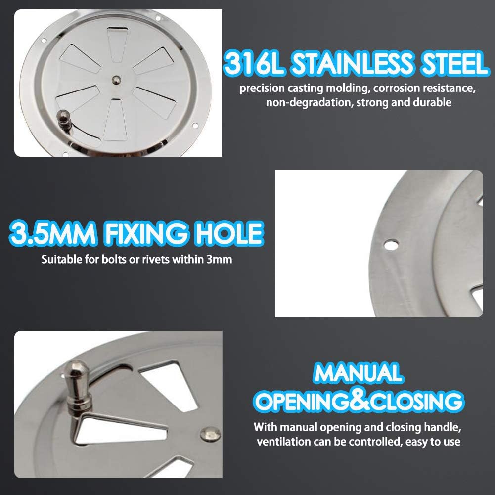 Set 2 grile ventilatie din inox, QttvbTna, reglabile, 125mm - eMAG.ro