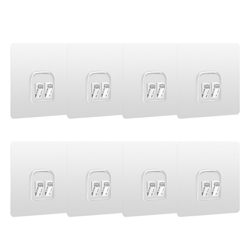 Set 8 carlige autoadezive transparente, PVC, rezistente la apa si ...