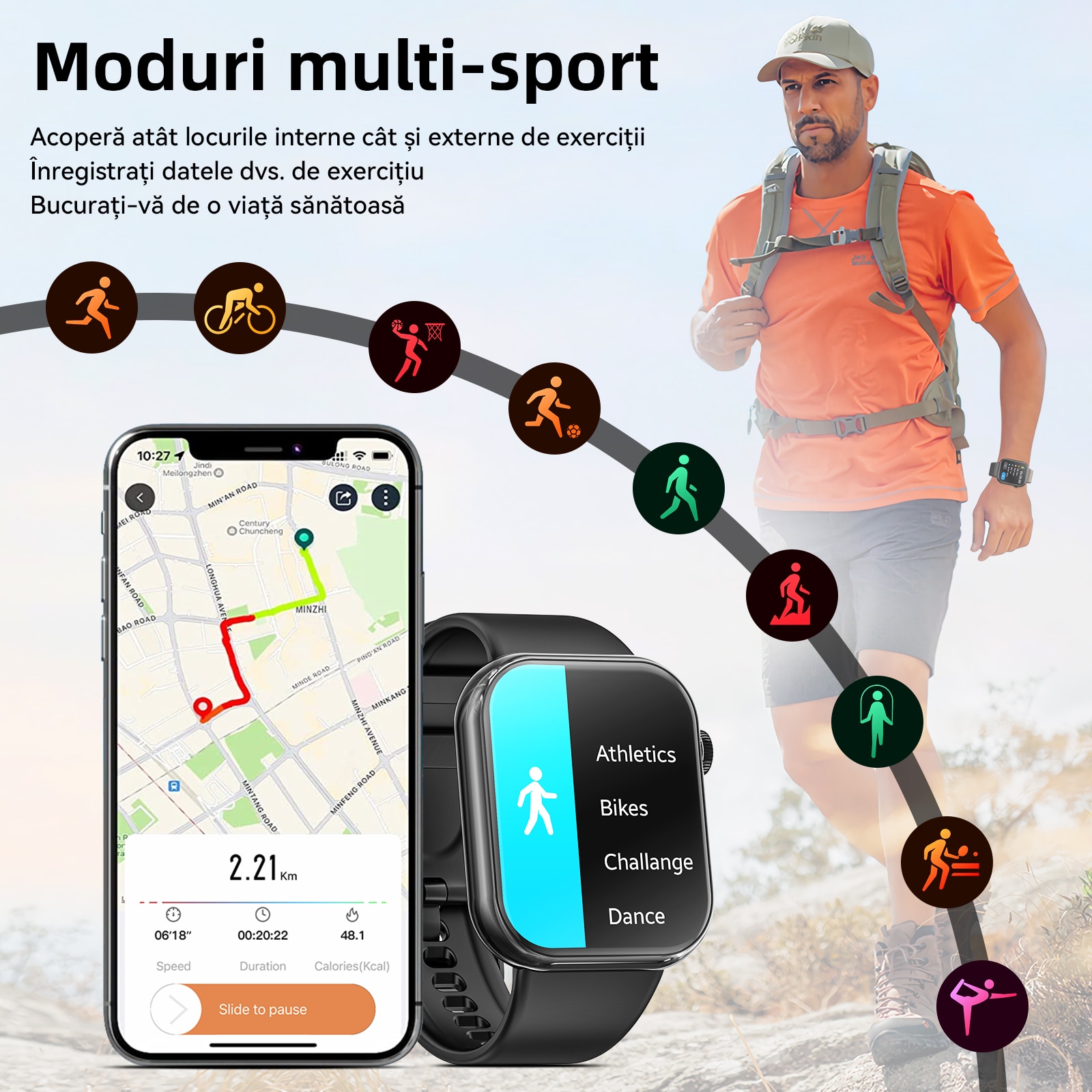 Ceas Smartwatch, Mingtawn, Model G20, Bluetooth Talk, Ecran de 1,85 ...