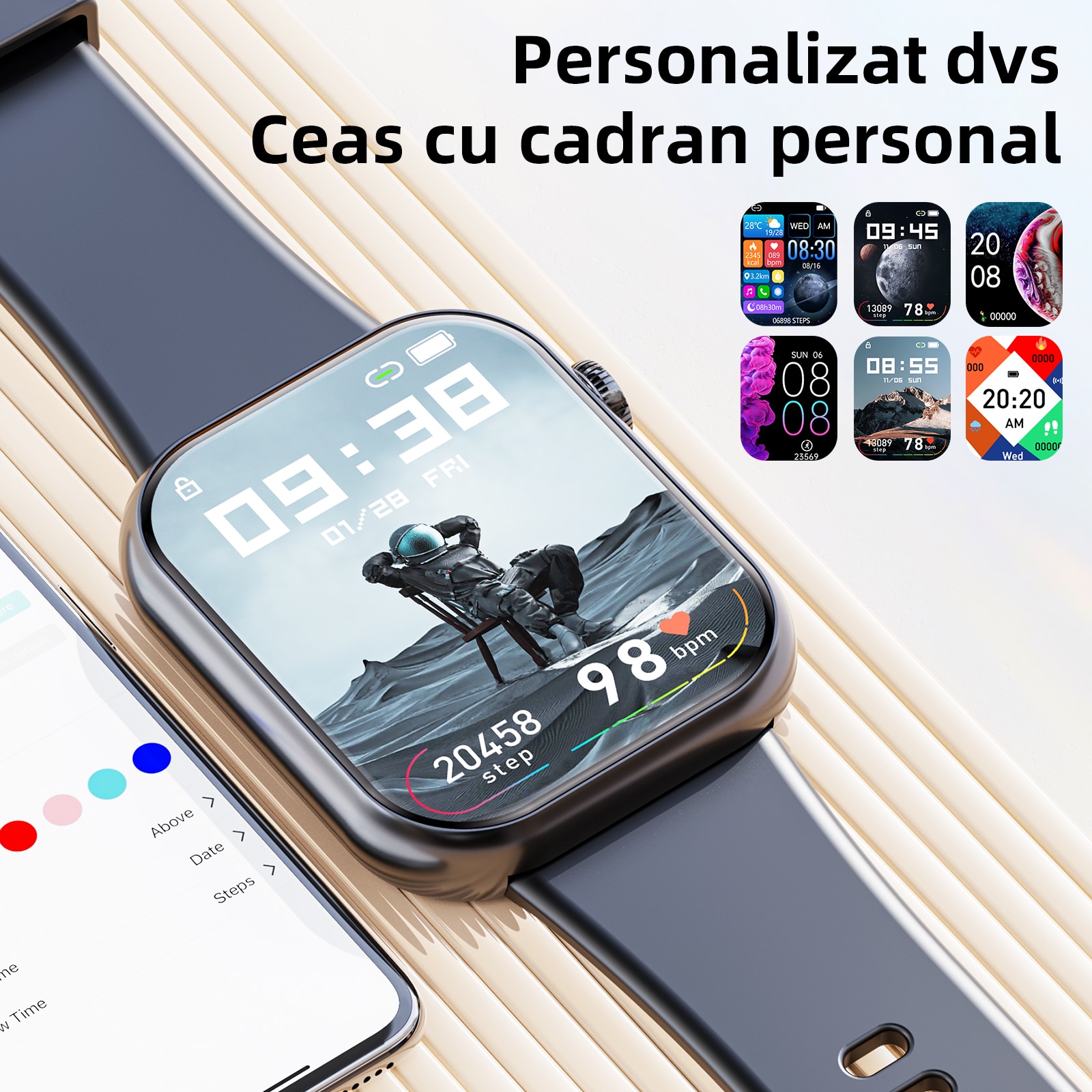 Ceas Smartwatch, Mingtawn, Model G20, Bluetooth Talk, Ecran de 1,85 ...