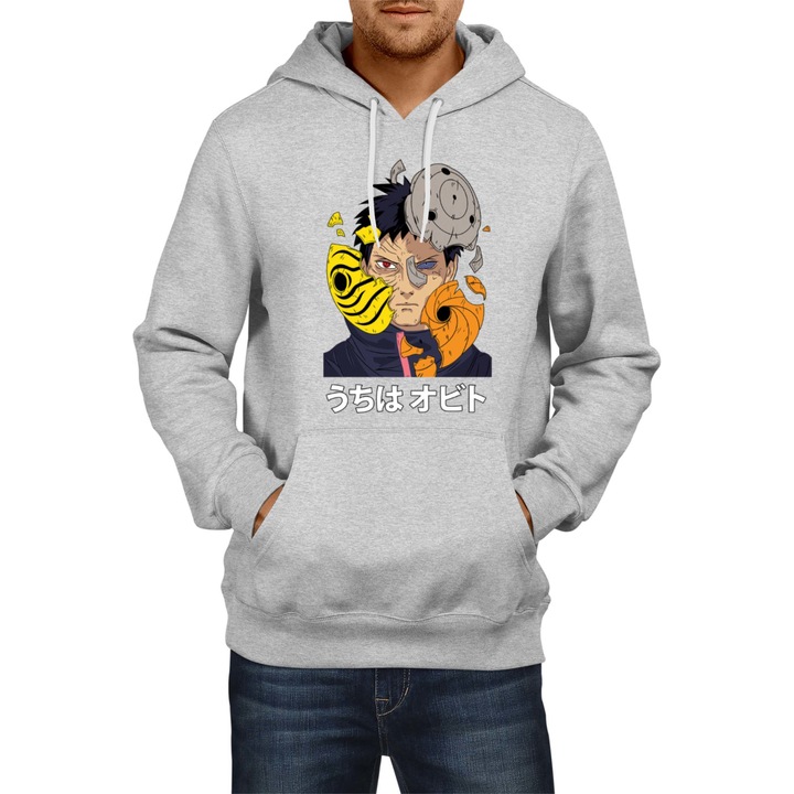 Hanorac barbati Naruto Tralala Obito Uchiha 02, Gri melange, 2XL - eMAG.ro