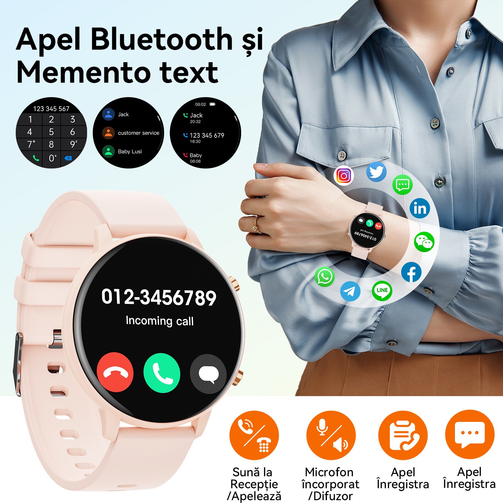 Ceas Smartwatch, Mingtawn, Model G25, Ecran 1.39-inch, Mod Sport ...