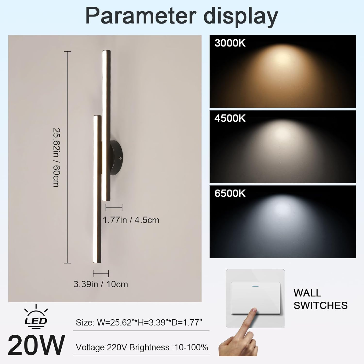 Plafoniera LED, Toolight, 20W, Reglabila, Cu 2 Benzi Lungi, 3000K-6500K ...