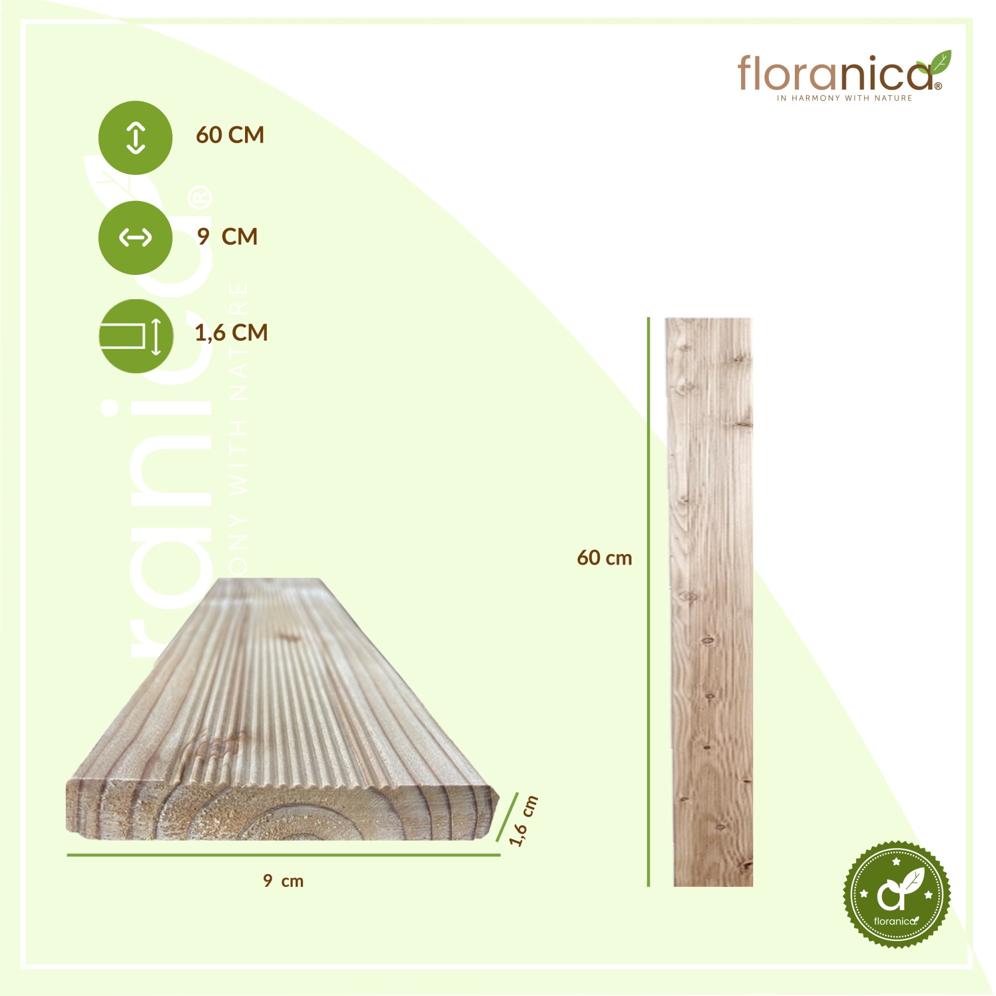 Placi din lemn, Floranica, 10 bucati, inaltime 60 cm, lemn de molid ...