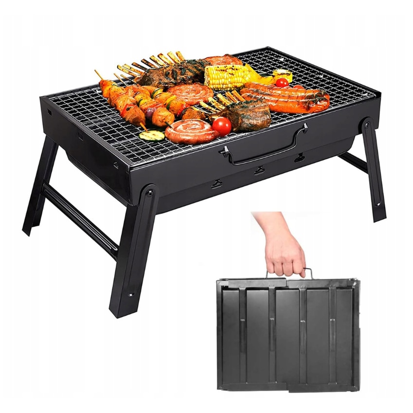 Gratar cu carbune, Evena, Metal, Negru, Pliabil, 36 x 27 x 20cm - eMAG.ro