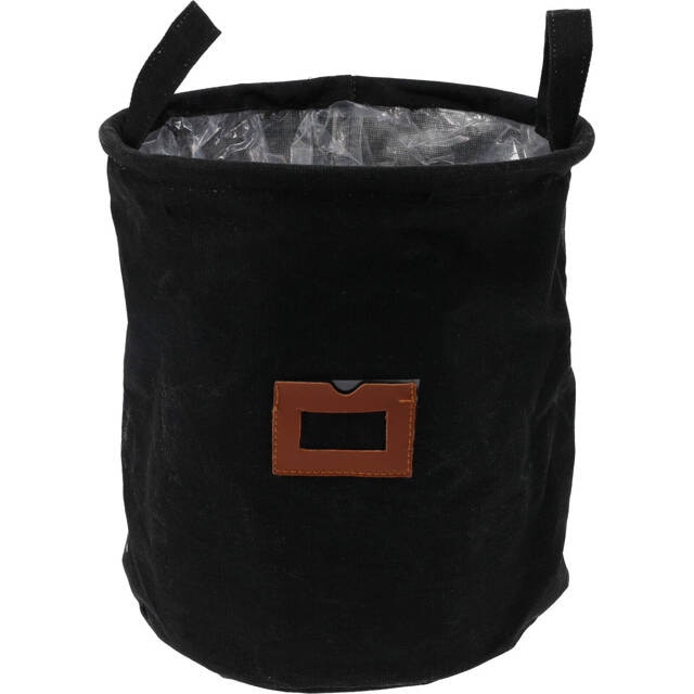 Cos din material cu fereastra si manere, Ø 24 cm - negru - eMAG.ro