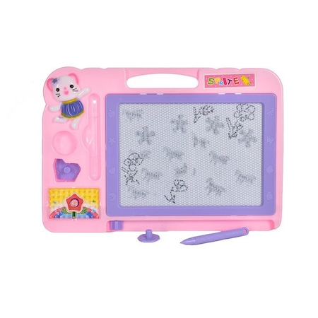 Tabla magnetica educativa cu creion pentru desenat si scris, roz cu ...