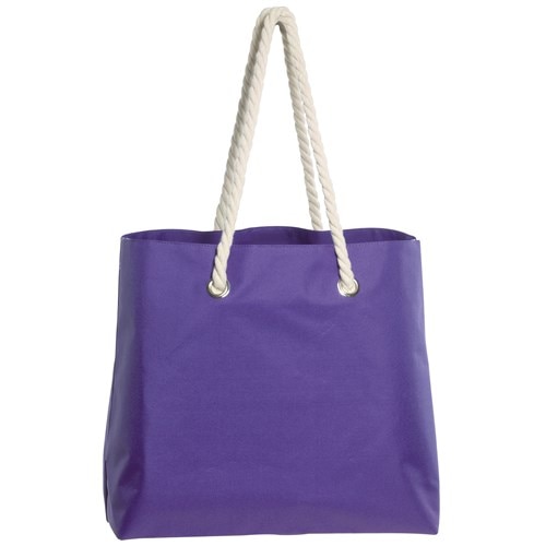 Geanta plaja Weser Capri, violet, spatioasa, manere din bumbac, 47 x 36 ...