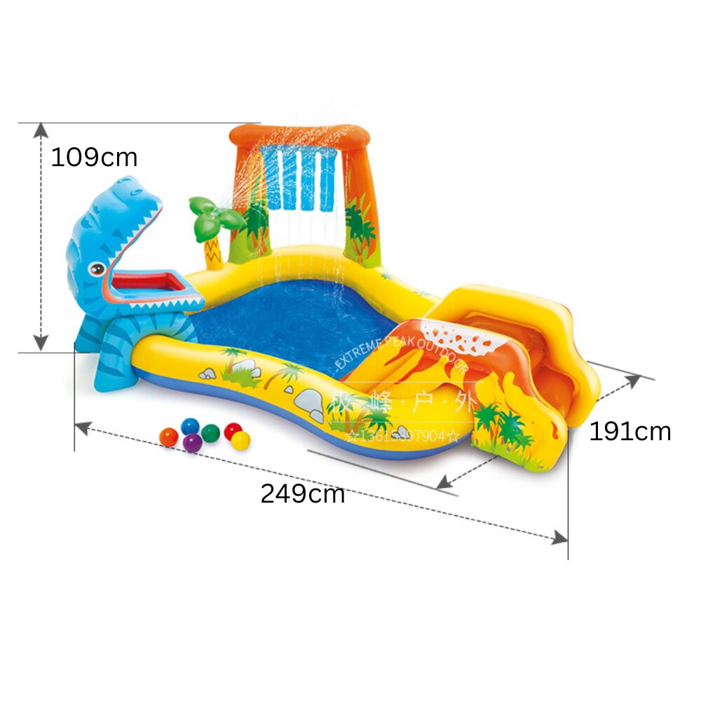 Piscina gonflabila pentru copii, multicolor, cu topogan, PROMERCO ...