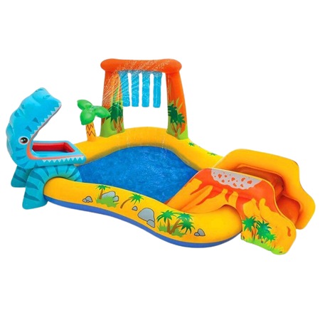 Piscina gonflabila pentru copii, multicolor, cu topogan, PROMERCO ...