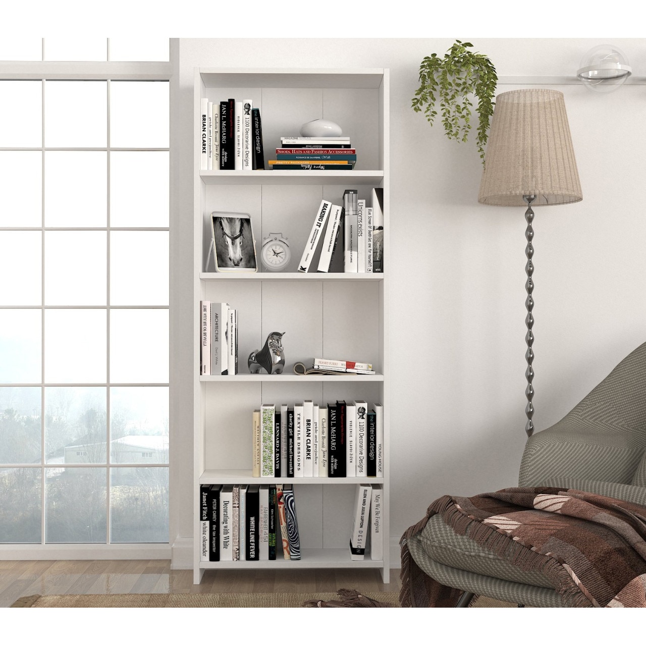 Biblioteca UnicUtil® Slim Vogue, 60.6 x 19.5 x 160 cm, Cu Rafturi ...