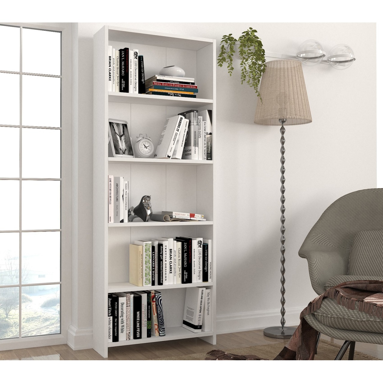 Biblioteca UnicUtil® Slim Vogue, 60.6 x 19.5 x 160 cm, Cu Rafturi ...
