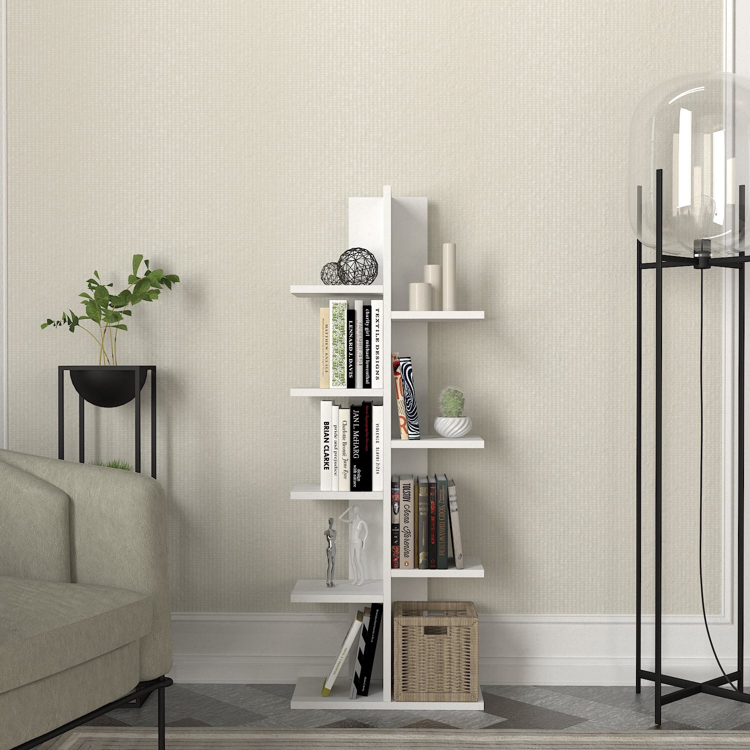 Biblioteca, Vertical Grace, UnicUtil, 45 x 21, 4 x 112, 8 cm, Alb - eMAG.ro