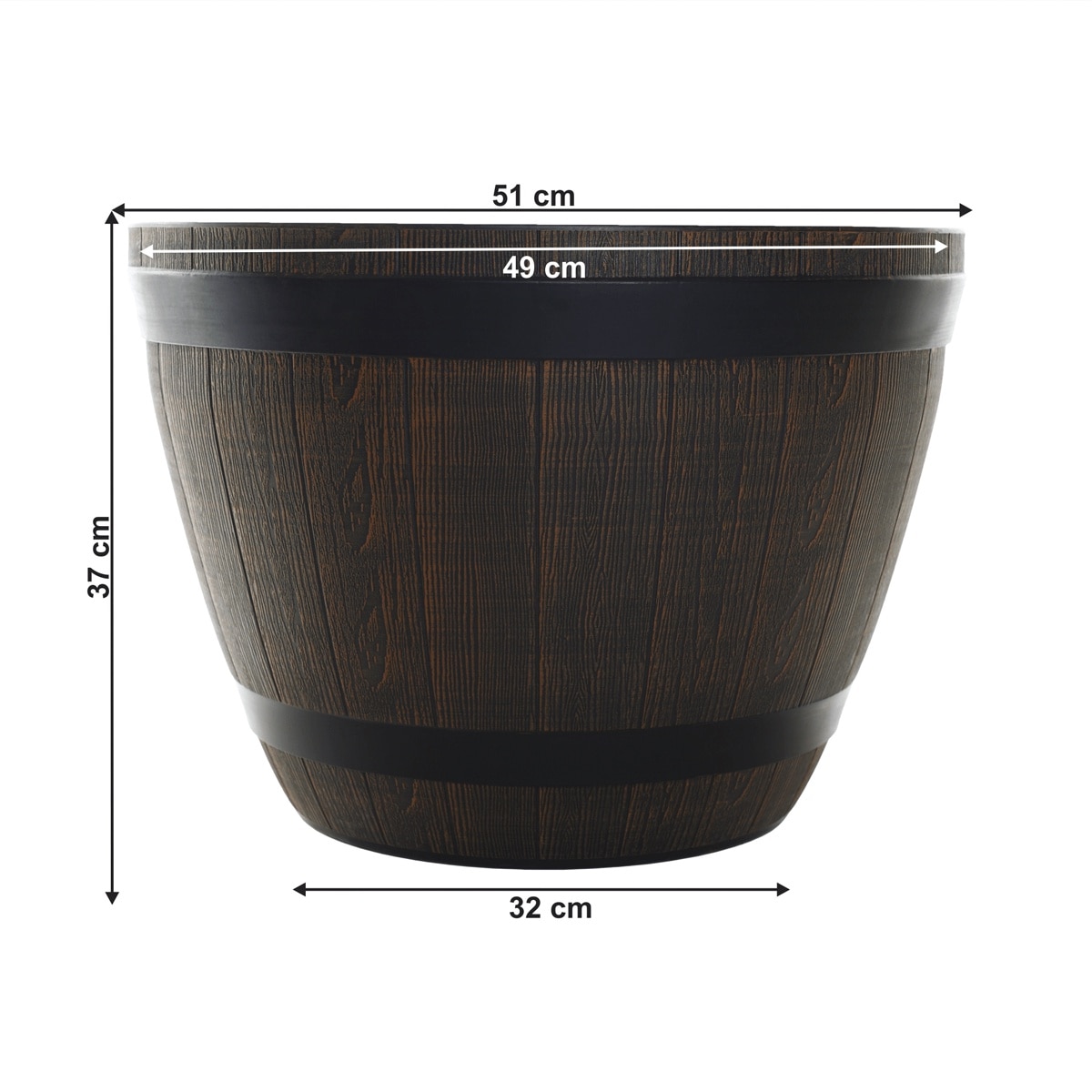 Ghiveci de flori din plastic, Kondela, Modan tip 2, maro / model lemn ...