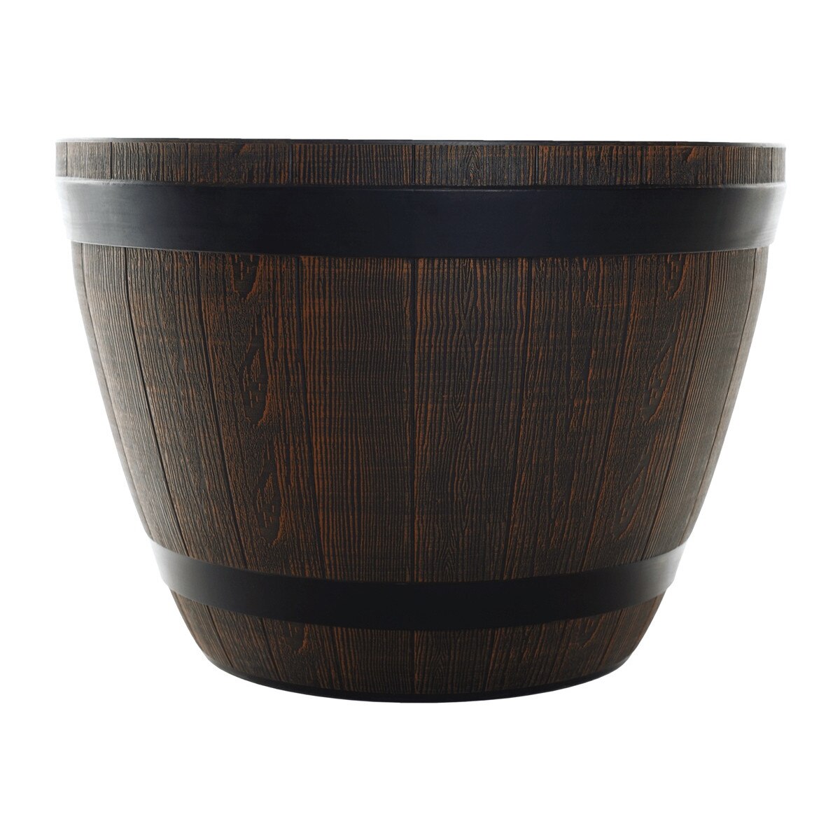 Ghiveci de flori din plastic, Kondela, Modan tip 2, maro / model lemn ...