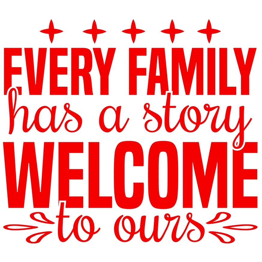Sticker Exterior cu stelute si textul "Every family has a story ...