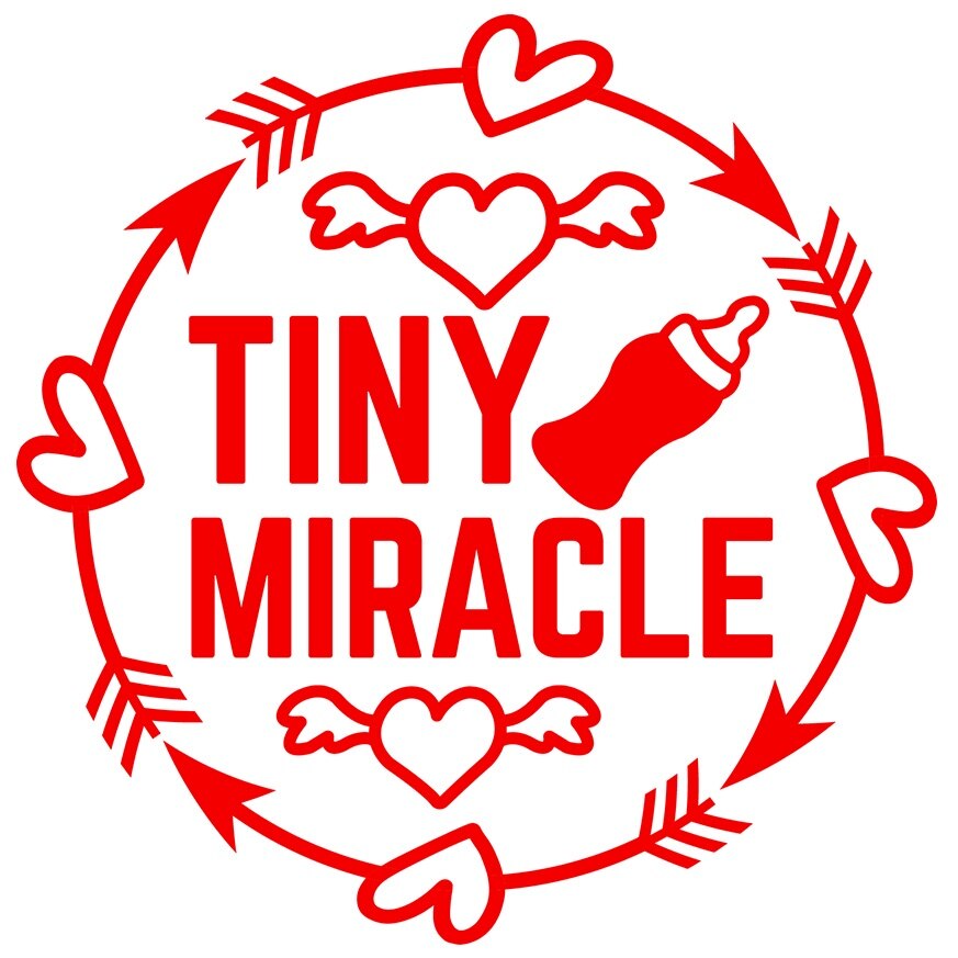 Sticker Exterior cu inimioare si textul "Tiny miracle" - miracol micut biberon copilarie, Vinyl ...