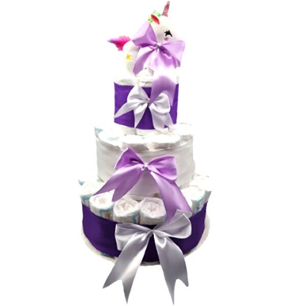 Tort pampers, MCF, Personalizat pentru Baby Shower, inorog, 60 piese ...