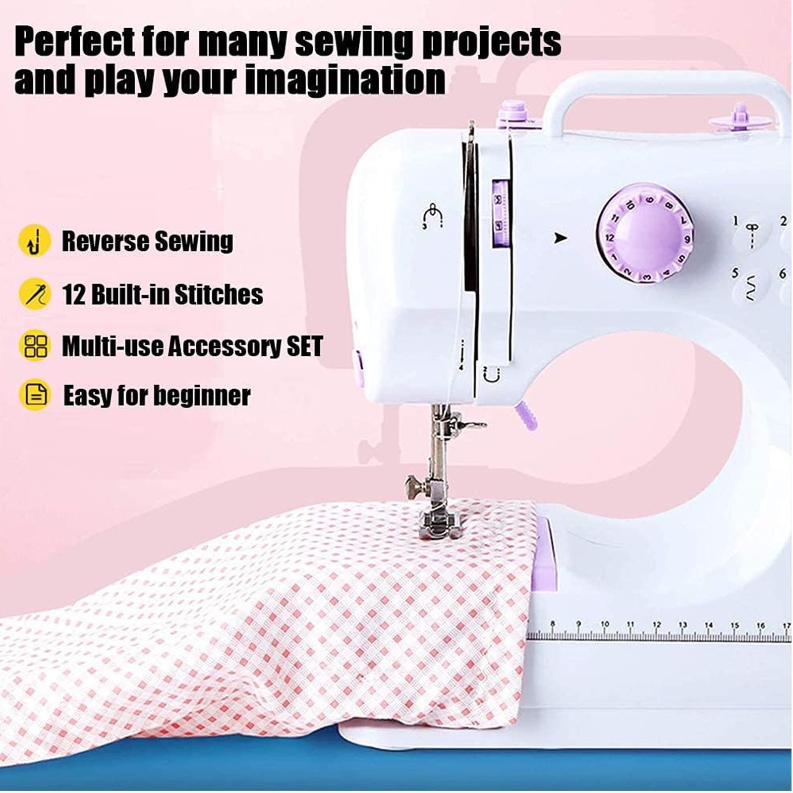 Set masina de cusut, SINBINTA, Accesorii incluse, Iluminare LED, Pedala ...