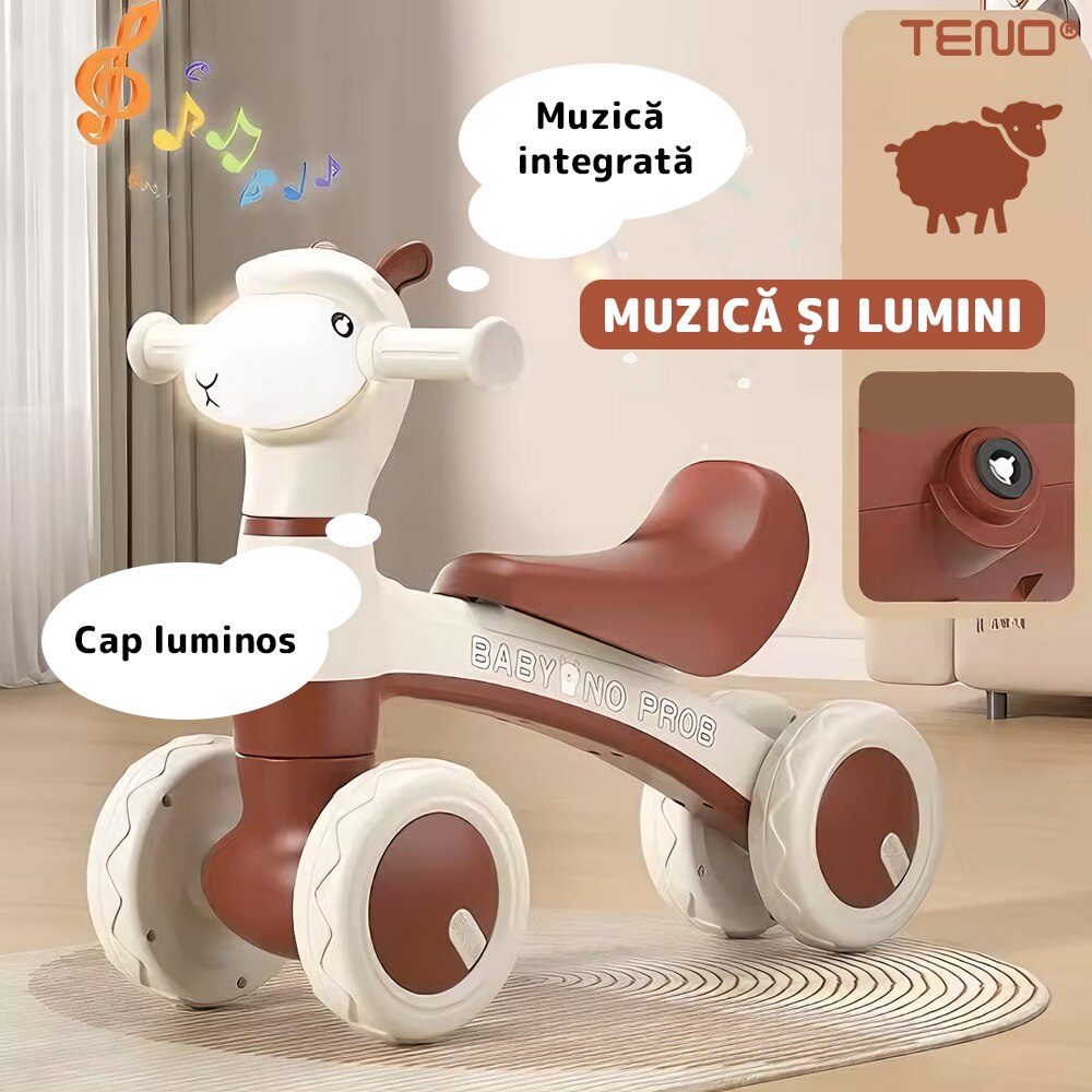 Bicicleta cu 4 Roti fara Pedale Oita Teno®, structura stabila, cap ...