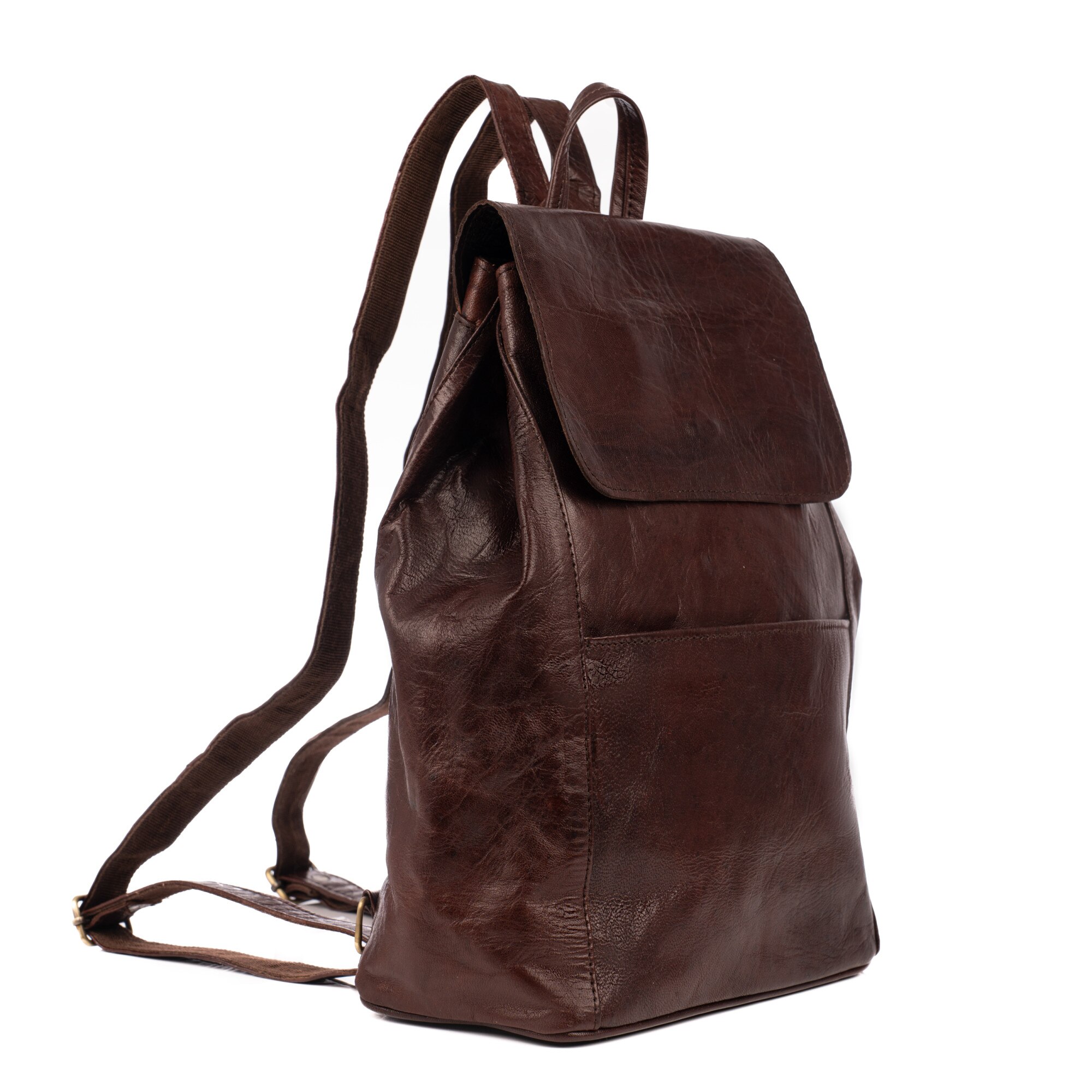 Rucsac de dama Vintage Asfi, din piele naturala, maro cafea, 35x24x13 ...