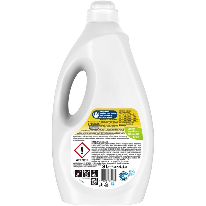 Dero detergent lichid 2in1 Frezie 3L, 60 spalari - eMAG.ro