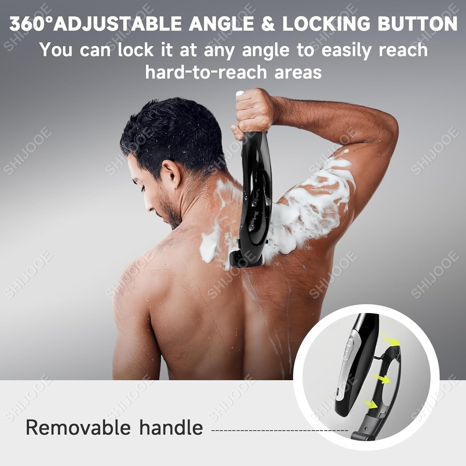 Aparat de ras electric pentru corp，SHIJOOE®, pentru spate si corp, cu maner extensibil ...
