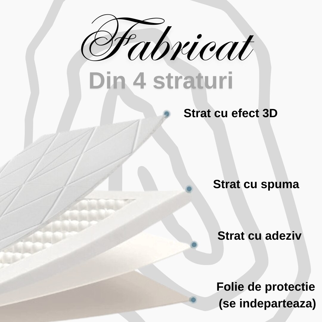 Set 5 x Tapet 3D, Selling Depot®, autoadeziv, Model Romburi, perete ...