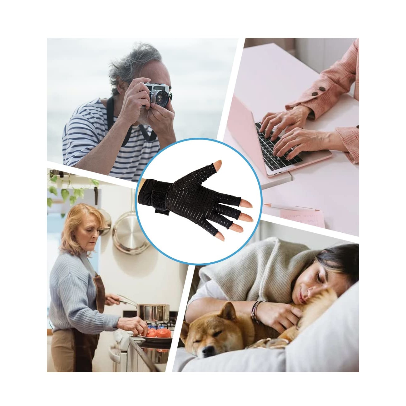 Manusi de Compresie pentru Maini, Donfri, cu Ioni de Cupru, Palma de ...