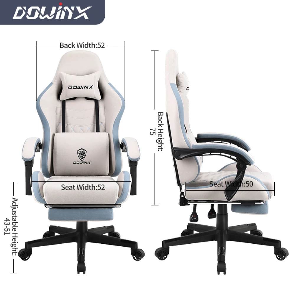 DOWINX Scaun de gaming, ergonomic, suport lombar cu masaj, piele, spatar inalt, reglabil ...