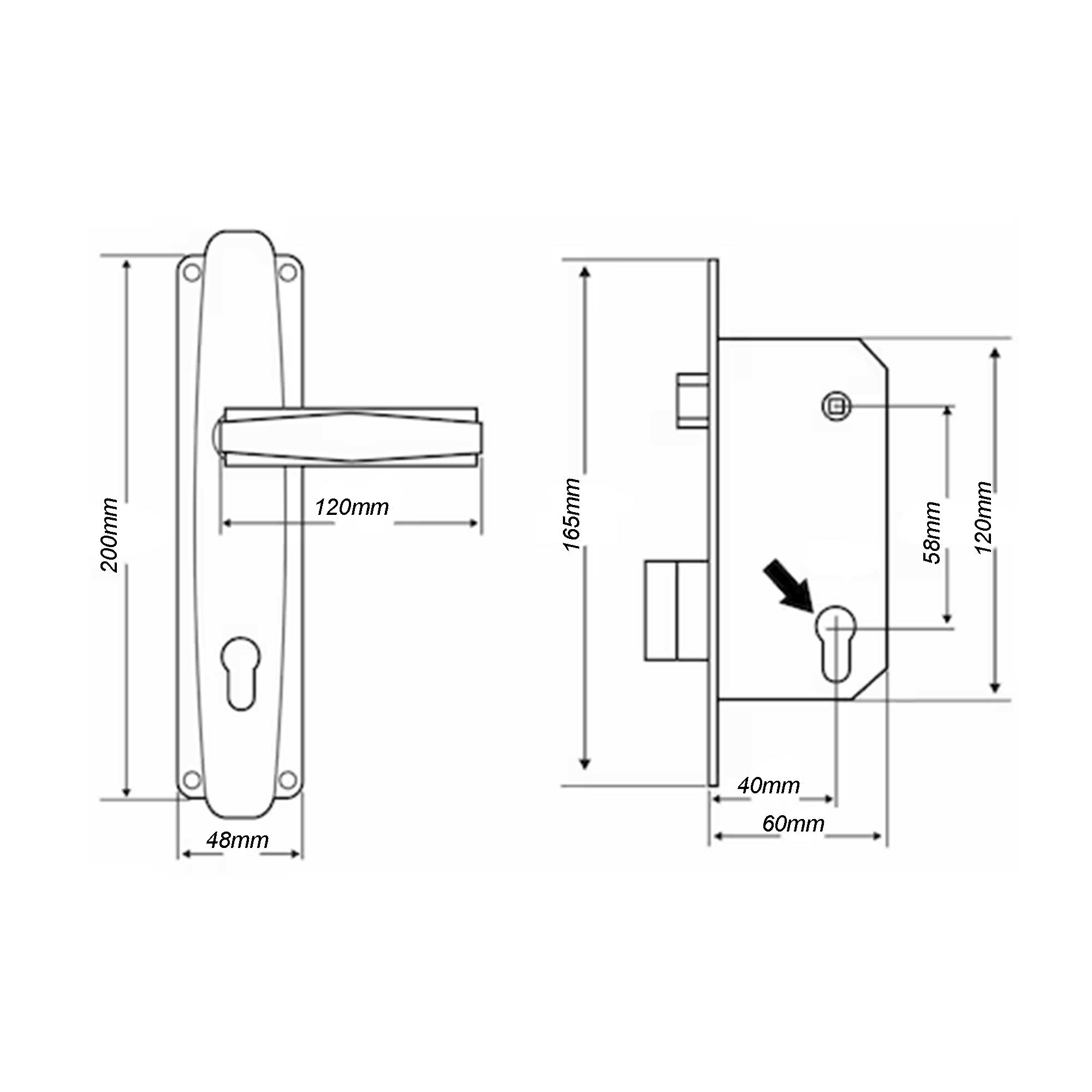 Broasca completa, Interax 58mm, cu butuc, 3 chei, Cupru Antic, APS5848 ...