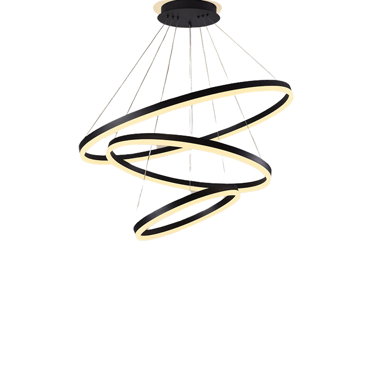 Lustra Led, 3 Cercuri Rotunde, Negru, 74W - eMAG.ro