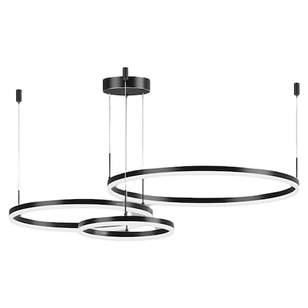 Lustra Led, 3 Cercuri Suspendata, TrioBeam, Negru, 40*60*80 cm, 104W ...