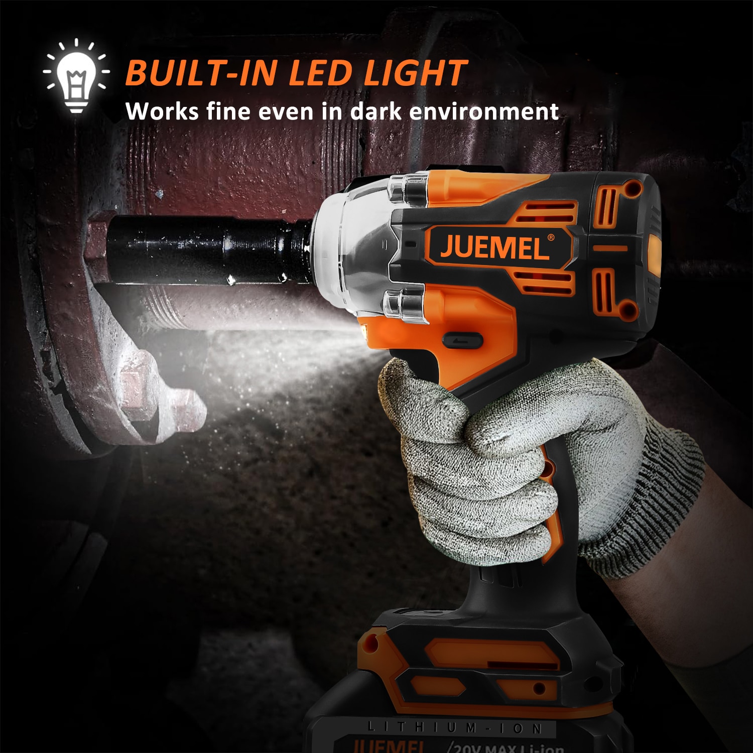 1/2" és 1/4" ütvecsavarozó kulcs, JUEMEL, M6004B, 20V, 4 Ah, 350 Nm, 2 ...