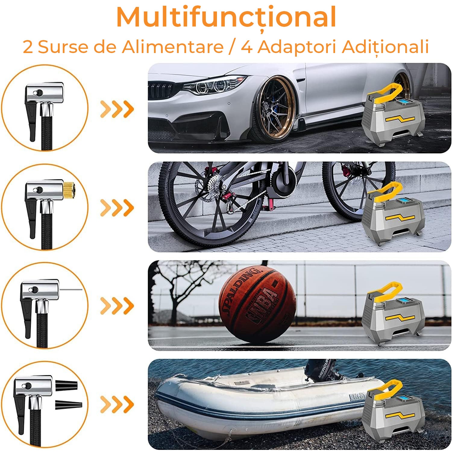 Compresor Auto Portabil Elindor® cu Afisaj Digital, Oprire Automata ...