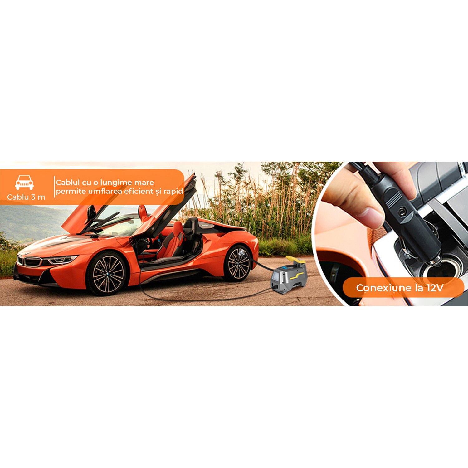 Compresor Auto Portabil Elindor® cu Afisaj Digital, Oprire Automata ...