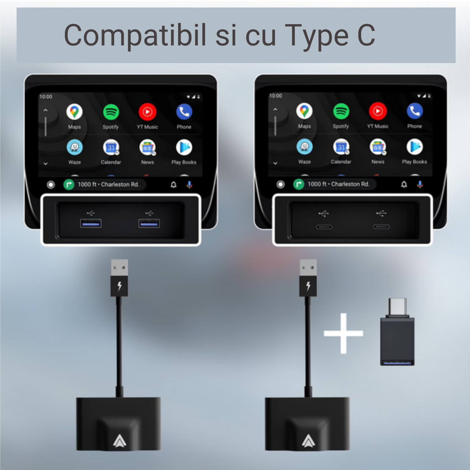 Adaptor auto wireless Android Plug&Play, Conectare Automata, WiFi 5GHz ...