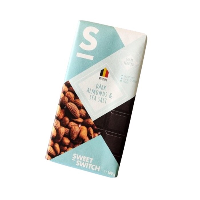 Tableta Ciocolata Neagra cu Migdale si Sare de Mare, Keto, Sweet Switch, 100 g - eMAG.ro