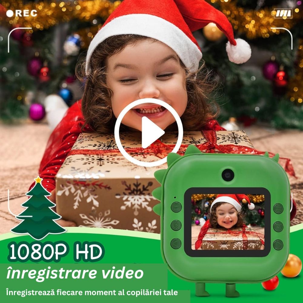 Aparat Foto-Video Digital Pentru Copii, Cu Functie De Printare Instant ...