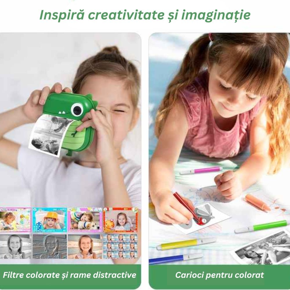 Aparat Foto-Video Digital Pentru Copii, Cu Functie De Printare Instant ...